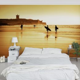 Bilderwelten Fototapete Strand Motiv Wandtapete einzigartig - Surfer Beach - Landschaft Wohnzimmer Schlafzimmer