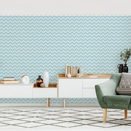 Bilderwelten Mustertapete Vliestapete modern Wandtapete blau - No.YK39 ZickZack Muster Blau - Geometrisch Kinderzimmer Baby M&auml;dchen Jungen