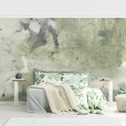Bilderwelten Fototapete originell Abstrakt Aquarell grau - Frieden, Liebe, Freude I - Deko Wohnzimmer Schlafzimmer