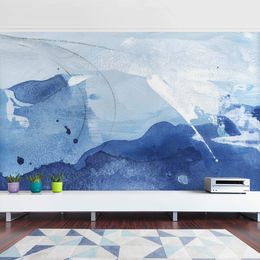 Bilderwelten Fototapete originell Abstrakt Aquarell blau - Nordk&uuml;ste I - Deko Wohnzimmer Schlafzimmer