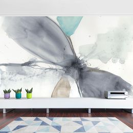 Bilderwelten Fototapete originell Abstrakt Aquarell beige - Libellentanz I - Deko Wohnzimmer Schlafzimmer