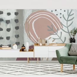 Bilderwelten Fototapete originell Abstrakt Wandtapete beige - Karneval der Formen in Beere I - Deko Wohnzimmer Schlafzimmer