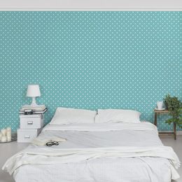 Bilderwelten Mustertapete Vliestapete modern Wandtapete t&uuml;rkis - No.YK55 wei&szlig;e Punkte auf T&uuml;rkis - Geometrisch Kinderzimmer Baby M&auml;dchen Jungen