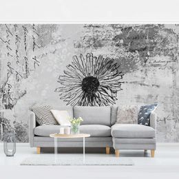 Bilderwelten Tapete - Fototapete Blumen - Writing You...! Black & White - Blumentapete Wandtapete Schlafzimmer Wohnzimmer modern auch selbstklebend