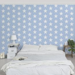 Bilderwelten Mustertapete Himmel modern Wandtapete blau - Wei&szlig;e Sterne auf Blau - Himmel Kinderzimmer Baby M&auml;dchen Jungen
