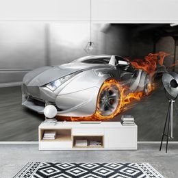 Bilderwelten Fototapete Supercar in Flammen