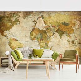 Bilderwelten Fototapete Weltkarte modern Wandtapete einzigartig - Weltkarte - Karten Wohnzimmer Schlafzimmer