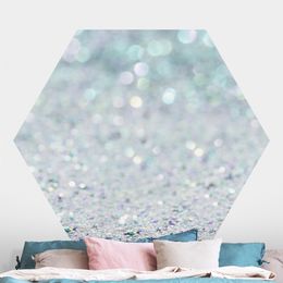 Bilderwelten Hexagon Tapete Vliestapete Motiv Steinoptik beige - Prinzessinnen Glitzerlandschaft in Mint - Beton Wohnzimmer Schlafzimmer