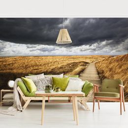 Bilderwelten Fototapete Strand Motiv Wandtapete gelb - Weg in den D&uuml;nen - Himmel Wohnzimmer Schlafzimmer