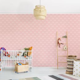 Bilderwelten Mustertapete Liebe Illustration Wandtapete rosa - No.YK59 Wei&szlig;e Herzen auf Rosa - Geometrisch Kinderzimmer Baby M&auml;dchen Jungen