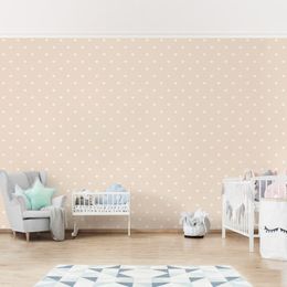 Bilderwelten Mustertapete Liebe Illustration Wandtapete beige - No.YK58 Wei&szlig;e Herzen auf Creme - Geometrisch Kinderzimmer Baby M&auml;dchen Jungen