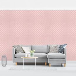 Bilderwelten Mustertapete Vliestapete modern Wandtapete rosa - No.YK57 wei&szlig;e Punkte auf Rosa - Geometrisch Kinderzimmer Baby M&auml;dchen Jungen