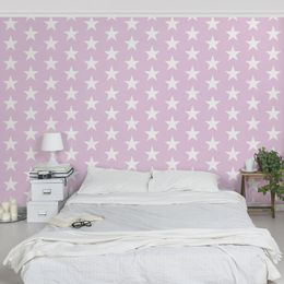 Bilderwelten Mustertapete Himmel modern Wandtapete rosa - Wei&szlig;e Sterne auf Rosa - Himmel Kinderzimmer Baby M&auml;dchen Jungen