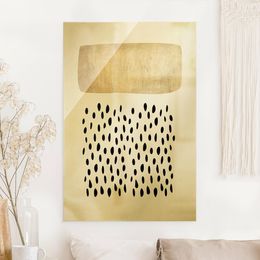 Bilderwelten Glasbild originell Abstrakt gold Glas Wandbild - Geometrische Punkte I - Deko Wohnzimmer Schlafzimmer