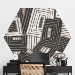 Bilderwelten Hexagon Tapete originell Abstrakt Wandtapete braun - Abstrakte Fenster und Stufen - Geometrisch Wohnzimmer Schlafzimmer