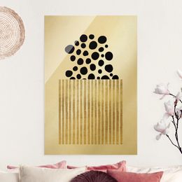 Bilderwelten Glasbild originell Abstrakt gold Glas Wandbild - Geometrische Punkte II - Deko Wohnzimmer Schlafzimmer