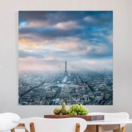 Bilderwelten Leinwandbild Stadt Motiv Kunstdruck blau - Winter in Paris - Architektur XXL Wohnzimmer Schlafzimmer