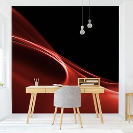 Bilderwelten Fototapete Vliestapete Abstrakt Wandtapete einzigartig - Red Wave - Deko Wohnzimmer Schlafzimmer