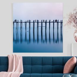 Bilderwelten Leinwandbild Natur Motiv Kunstdruck pastell - U-Bein Br&uuml;cke in Myanmar - Asia XXL Wohnzimmer Schlafzimmer
