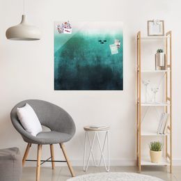 Bilderwelten Glasbild Tiere modern petrol Glas Wandbild - Fische in der Tiefsee - Fische Wohnzimmer Schlafzimmer