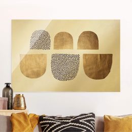 Bilderwelten Glasbild originell Abstrakt gold Glas Wandbild - Geometrischer Halbkreis III - Deko Wohnzimmer Schlafzimmer