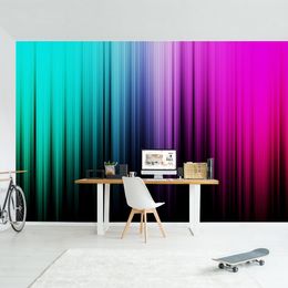 Bilderwelten Mustertapete Vliestapete Abstrakt Wandtapete blau - Rainbow Display - Deko Wohnzimmer Schlafzimmer