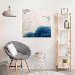 Bilderwelten Glasbild originell Abstrakt beige Glas Wandbild - Abstrakte Formen - Kreise in Blau - Deko Wohnzimmer Schlafzimmer