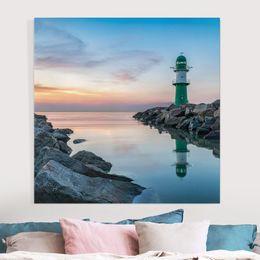 Bilderwelten Leinwandbild Sunset at the Lighthouse