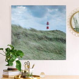Bilderwelten Leinwandbild St&uuml;rmische Zeiten am Leuchtturm