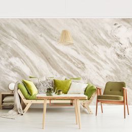 Bilderwelten Fototapete Vliestapete Motiv 3D-Effekt beige - Palissandro Marmor Beige - Beton Wohnzimmer Schlafzimmer