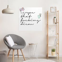 Bilderwelten Glasbild Spr&uuml;che modern schwarz weiss Glas Wandbild - Carpe Diem Kalligrafie - Spr&uuml;che Wohnzimmer Schlafzimmer