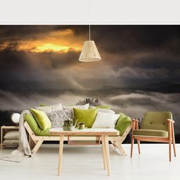 Bilderwelten Fototapete Natur Motiv Wandtapete braun - Nebelwellen - Landschaft Wohnzimmer Schlafzimmer