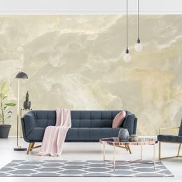 Bilderwelten Fototapete Vliestapete Motiv 3D-Effekt einzigartig - Onyx Marmor Creme - Beton Wohnzimmer Schlafzimmer