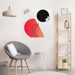 Bilderwelten Glasbild originell Abstrakt rosa Glas Wandbild - Abstrakte Formen - Schwarze Sonne - Deko Wohnzimmer Schlafzimmer