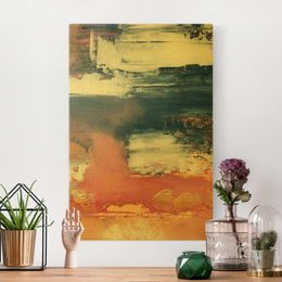Bilderwelten Leinwandbild Rosa Sturm mit Gold