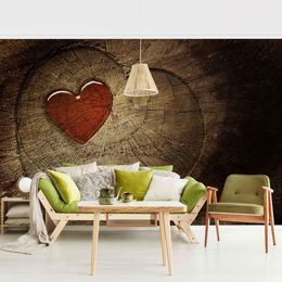 Bilderwelten Fototapete Liebe modern Holzoptik braun - Natural Love - Deko Wohnzimmer Schlafzimmer