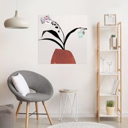 Bilderwelten Glasbild Blumen Tropisch schwarz weiss Glas Wandbild - Grafische Pflanzenwelt - Maigl&ouml;ckchen - Deko Wohnzimmer Schlafzimmer