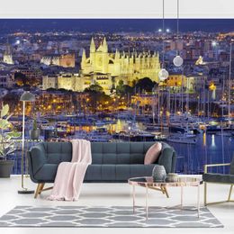 Bilderwelten Fototapete Stadt Motiv Wandtapete einzigartig - Palma de Mallorca City Skyline und Hafen - Skylines Wohnzimmer Schlafzimmer