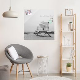 Bilderwelten Glasbild Strand Motiv grau Glas Wandbild - Lyrische Landschaften - Reise - Landschaft Wohnzimmer Schlafzimmer