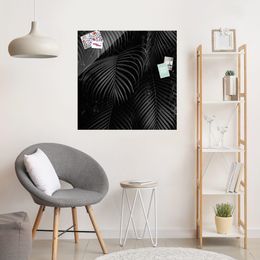 Bilderwelten Glasbild Tropisch schwarz Glas Wandbild - Schwarze Palmwedel - Pflanzen Wohnzimmer Schlafzimmer