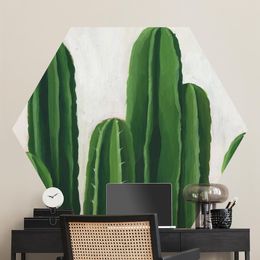 Bilderwelten Hexagon Tapete Blumen Tropisch Wandtapete gr&uuml;n - Lieblingspflanzen - Kaktus - Pflanzen Wohnzimmer Schlafzimmer
