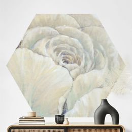Bilderwelten Hexagon Tapete Blumen Landhaus Wandtapete beige - Englische Rose Pastell - Deko Wohnzimmer Schlafzimmer