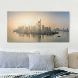 Bilderwelten Leinwandbild Pudong bei Sonnenaufgang