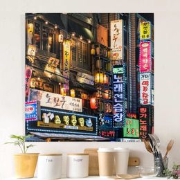 Bilderwelten Leinwandbild Stadt Motiv Kunstdruck bunt - Neonreklame - Architektur XXL Wohnzimmer Schlafzimmer