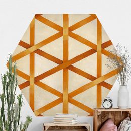 Bilderwelten Hexagon Tapete Vliestapete Illustration Aquarell orange - Lichtspielband Orange - Geometrisch Wohnzimmer Schlafzimmer