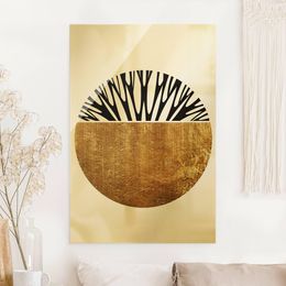 Bilderwelten Glasbild originell Abstrakt gold Glas Wandbild - Abstrakte Formen - Goldener Kreis - Deko Wohnzimmer Schlafzimmer