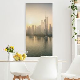 Bilderwelten Leinwandbild Pudong bei Sonnenaufgang