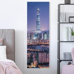 Bilderwelten Leinwandbild Lotte World Tower bei Nacht