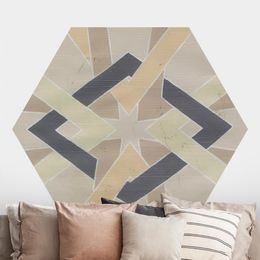 Bilderwelten Hexagon Tapete originell Abstrakt Wandtapete beige - Zartes Orientalisches Rautenmuster - Geometrisch Wohnzimmer Schlafzimmer