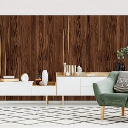 Bilderwelten Fototapete Vliestapete Landhaus Holzoptik einzigartig - Santos Palisander - Deko Wohnzimmer Schlafzimmer